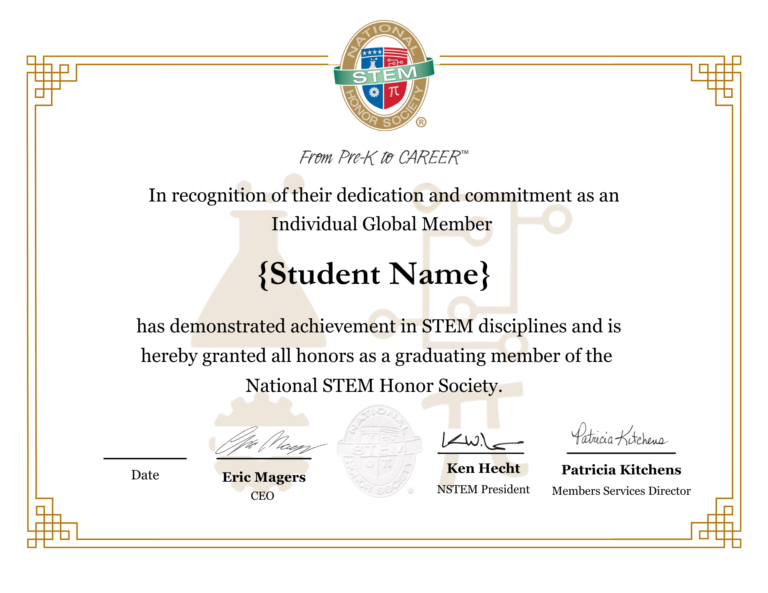 National STEM™ Honor Society - Custom Graduation Certificate